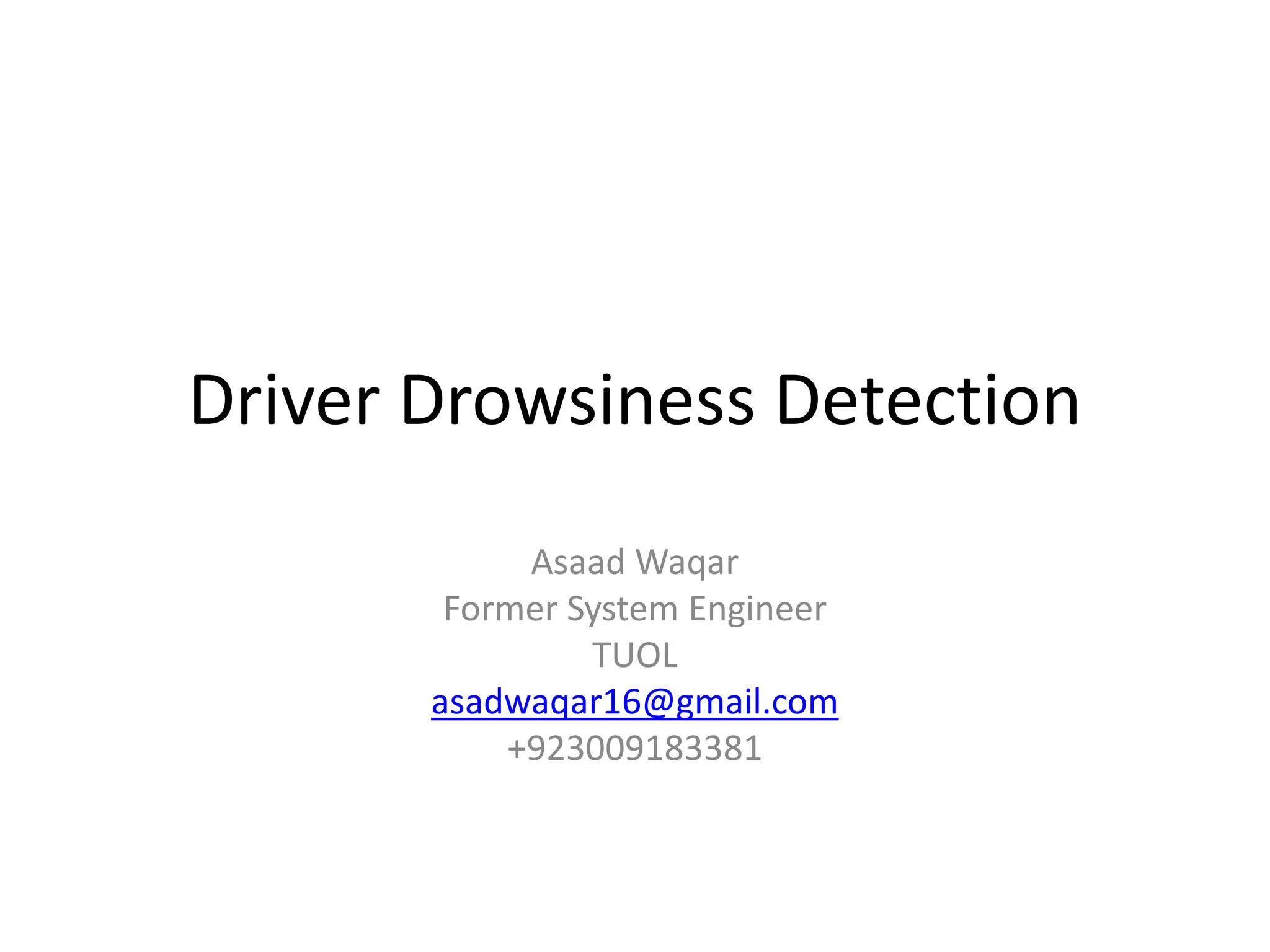 Driver Drowsiness Detection Review Pptx