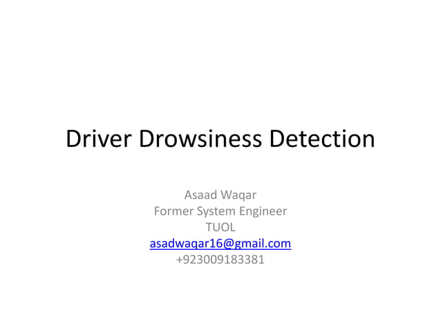 Driver Drowsiness Detection Review | PPTX