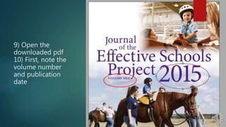 How to find the missing volume number, name of research journal, and ...