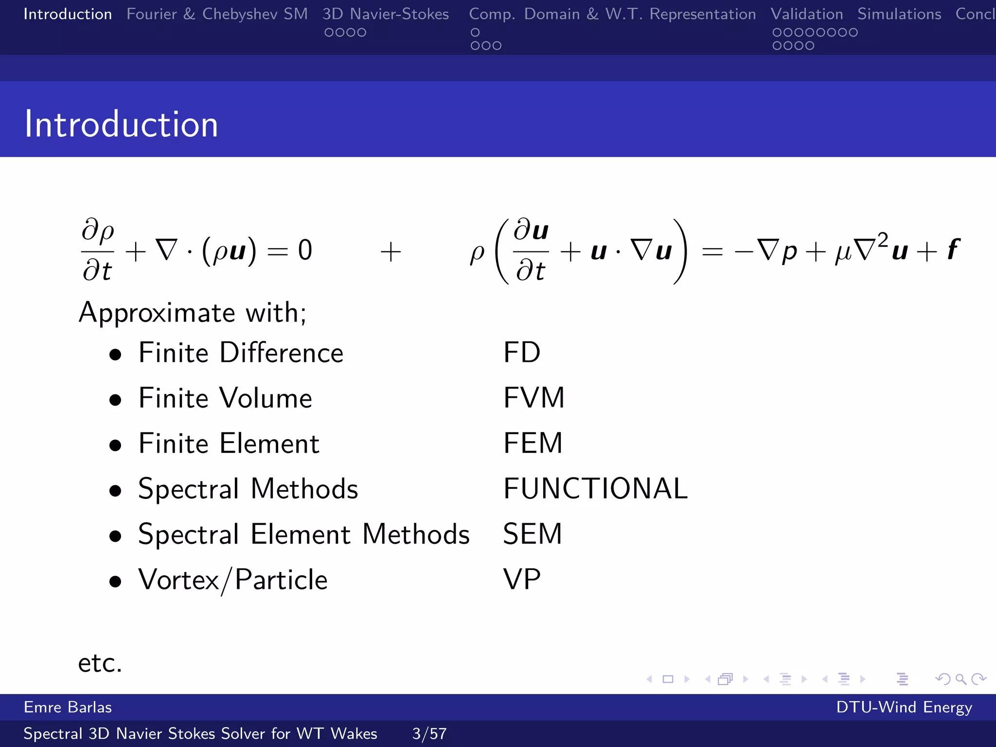 Development of a Pseudo-Spectral 3D Navier Stokes Solver for Wind Turbine Applications | PDF