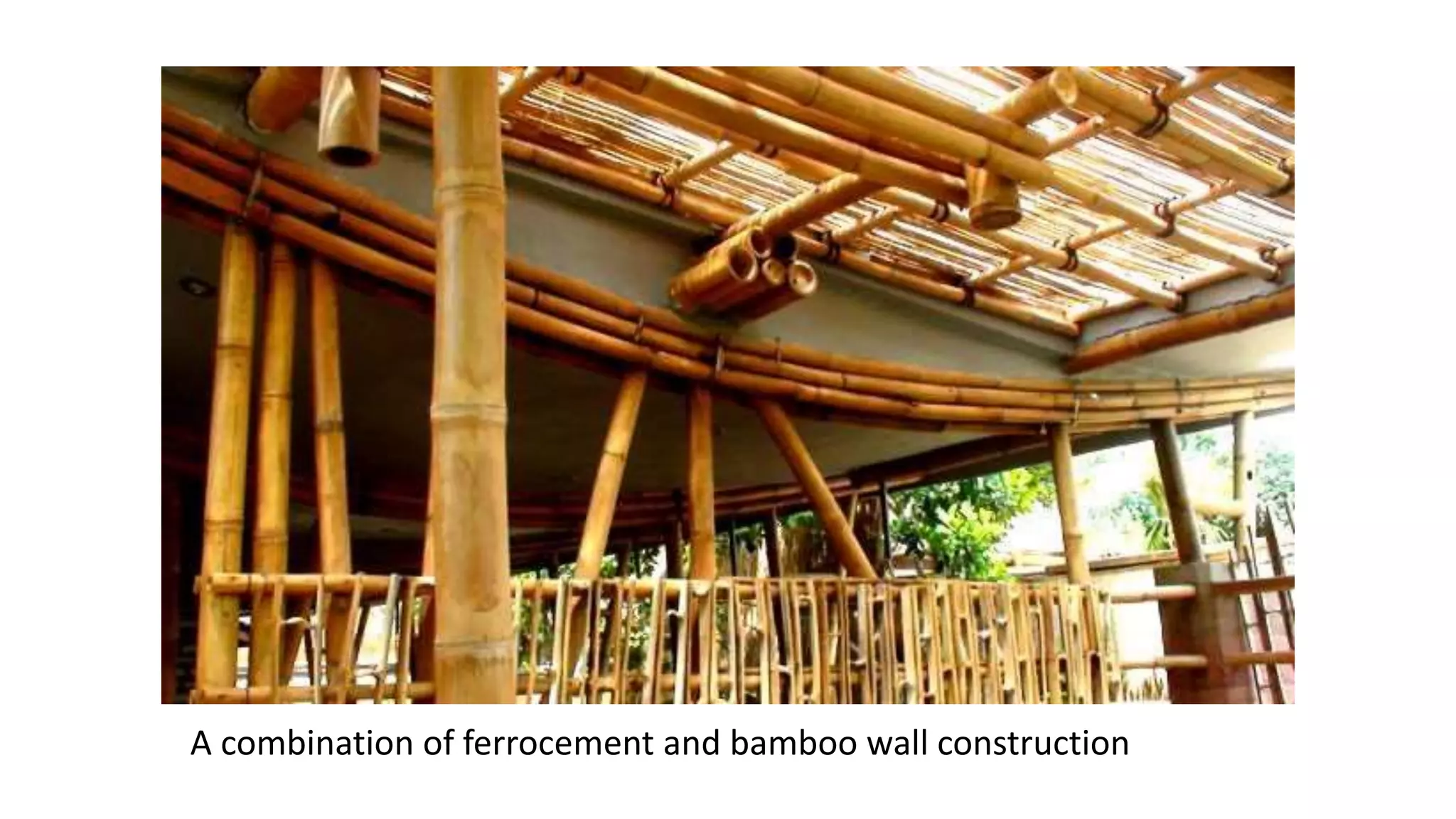 Bamboo construction, Ferrocement, Wattle & Daub technique | PPTX