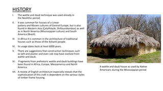 Bamboo construction, Ferrocement, Wattle & Daub technique | PPTX