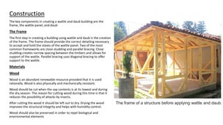 Bamboo construction, Ferrocement, Wattle & Daub technique | PPTX