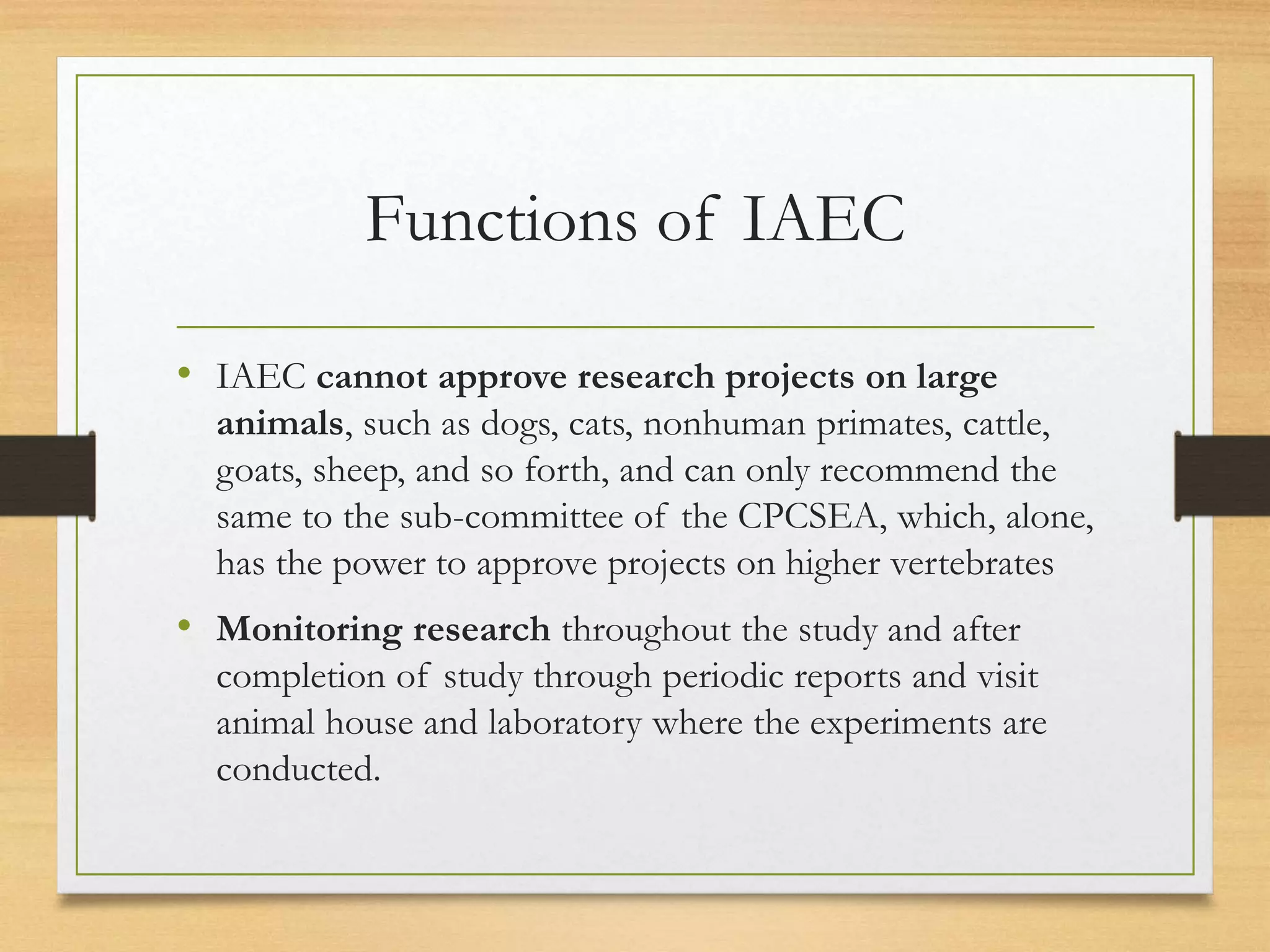 Institutional Animals Ethics Committee | PPTX