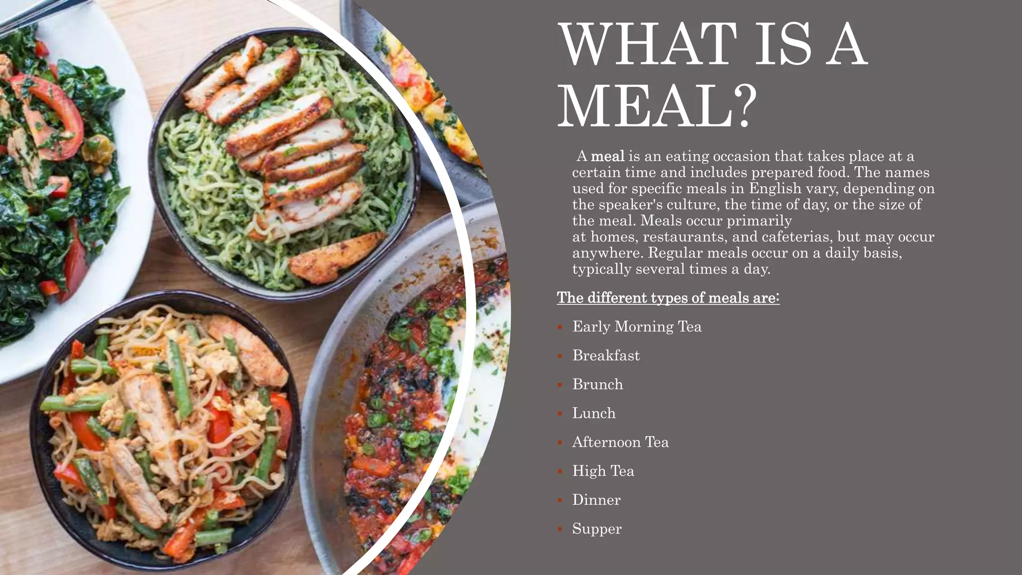 Different types of meal in a day ( reference for HM students) | PPTX