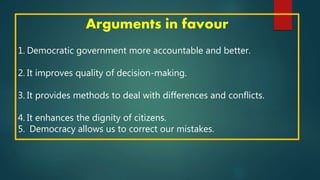 What is democracy? Why democracy? class IX | PPTX