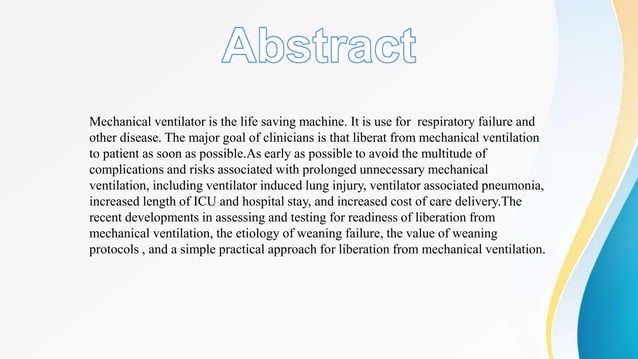 Liberation from mechanical ventilation. | PPTX
