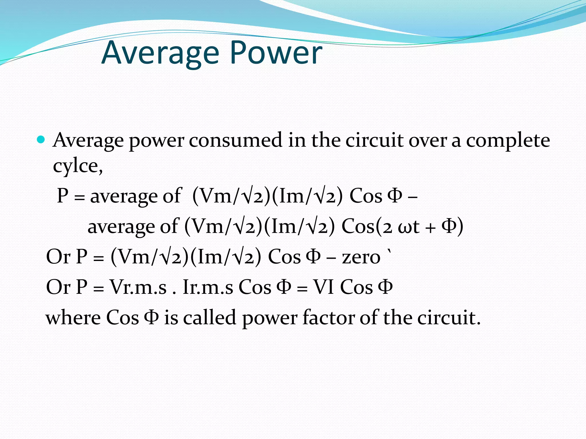Presentation of Electrical Engineering ( Analysis of AC circuit: RC ...