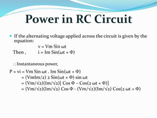 Presentation of Electrical Engineering ( Analysis of AC circuit: RC ...
