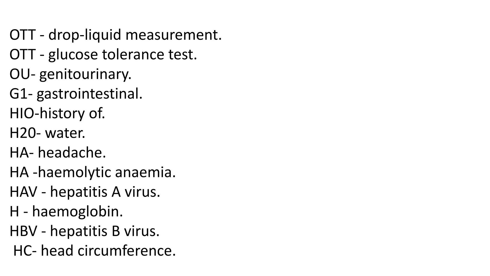 A long chart of medical abbreviations | PPTX | Pregnancy | Reproductive Health