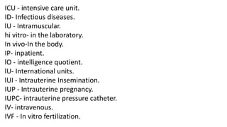 A long chart of medical abbreviations | PPTX | Pregnancy | Reproductive ...