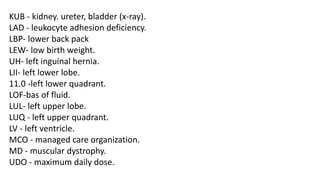 A long chart of medical abbreviations | PPTX | Pregnancy | Reproductive ...