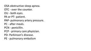 A long chart of medical abbreviations | PPTX | Pregnancy | Reproductive ...