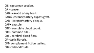 A long chart of medical abbreviations | PPTX | Pregnancy | Reproductive ...