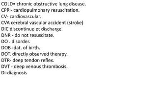 A long chart of medical abbreviations | PPT