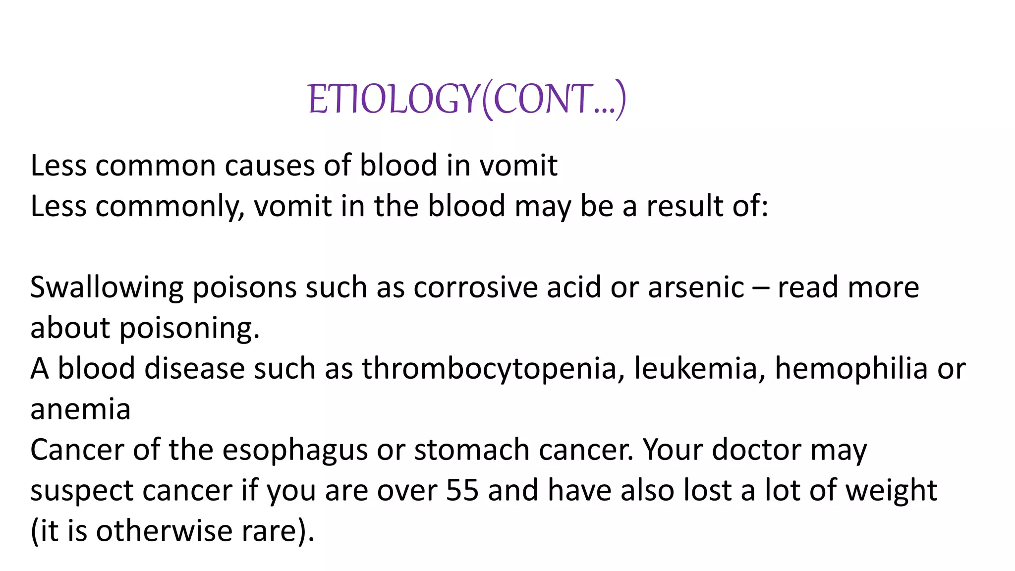 Hematemesis- vomiting of blood , a brief study | PPTX
