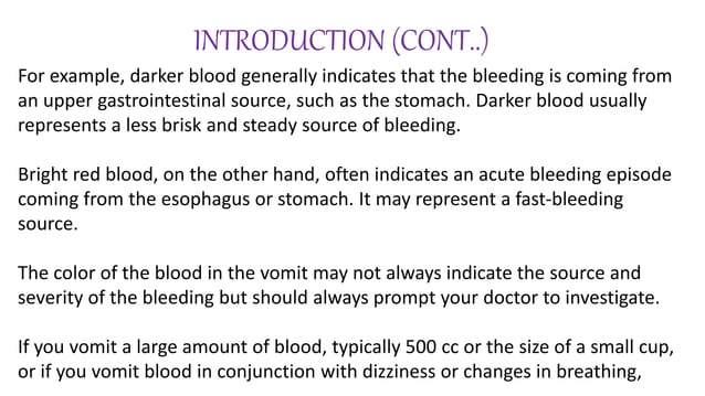 Hematemesis- vomiting of blood , a brief study | PPTX | Digestive ...