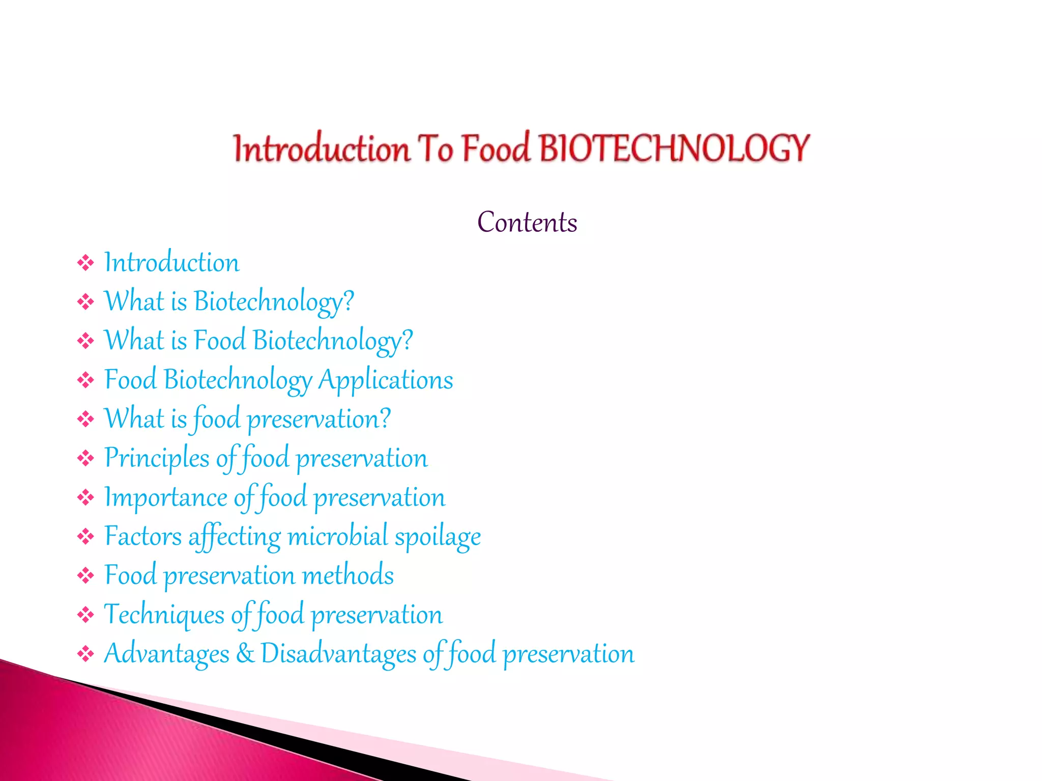 Introduction to Food Biotechnology | PPTX