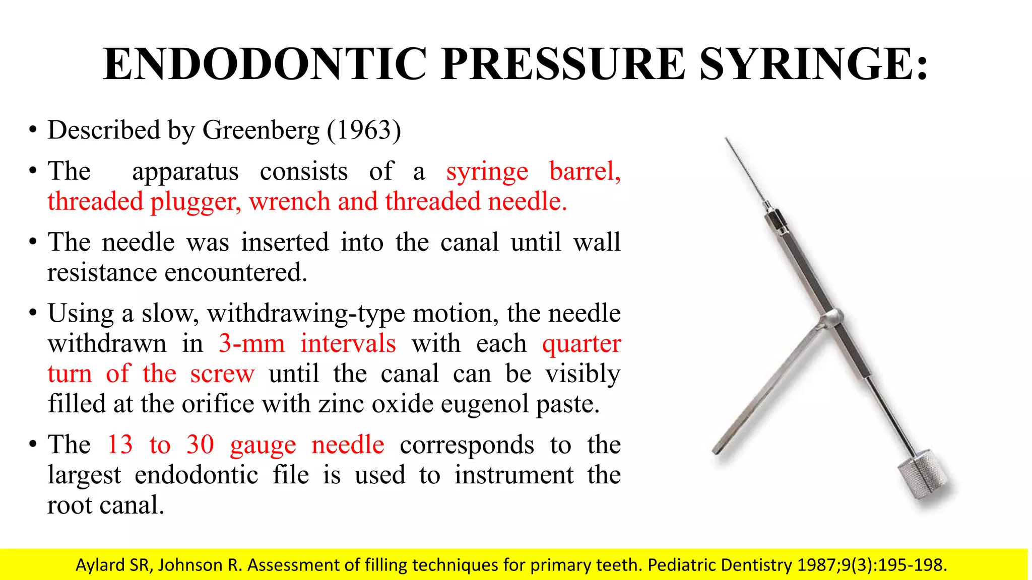Obturation Techniques in Primary Teeth | PPTX