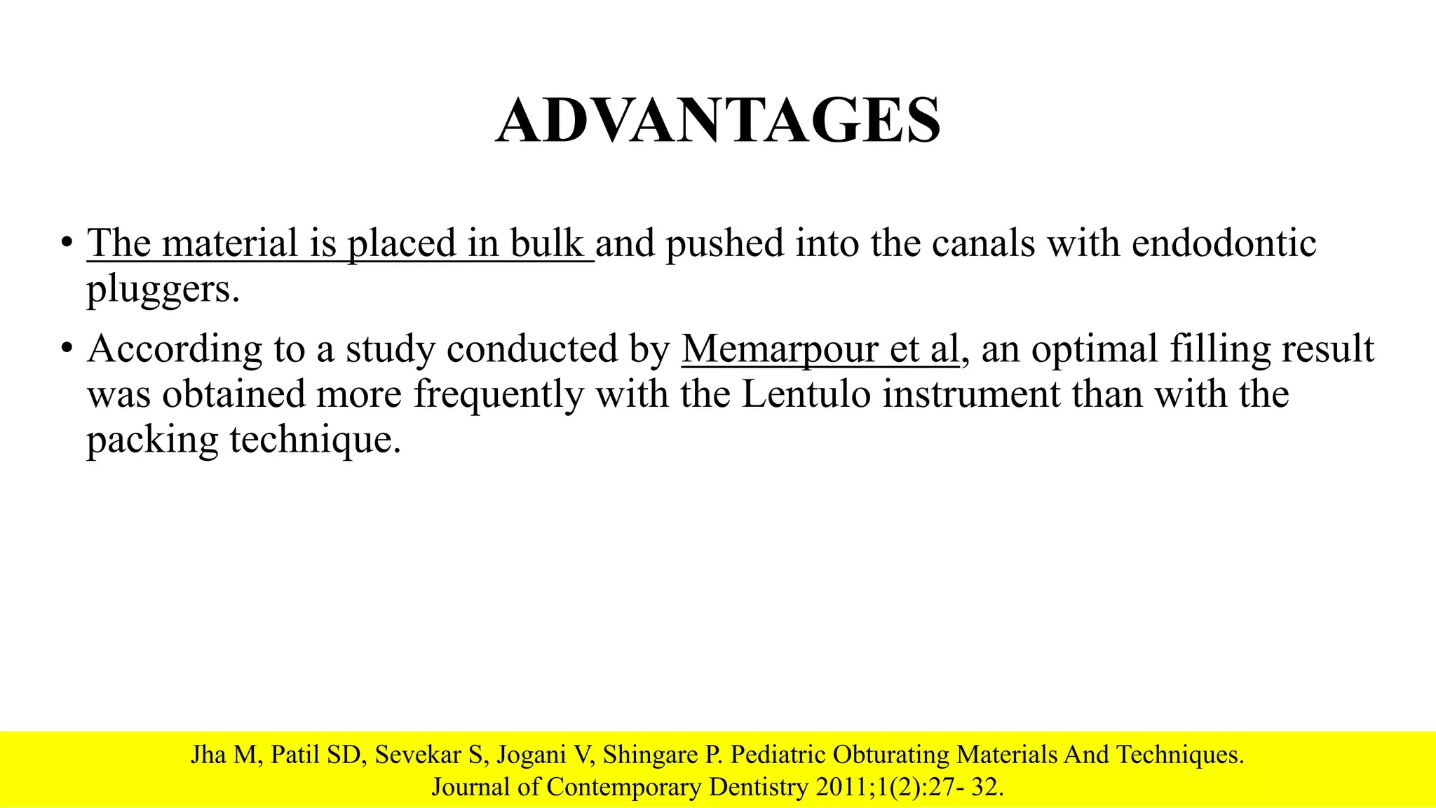 Obturation Techniques in Primary Teeth | PPTX