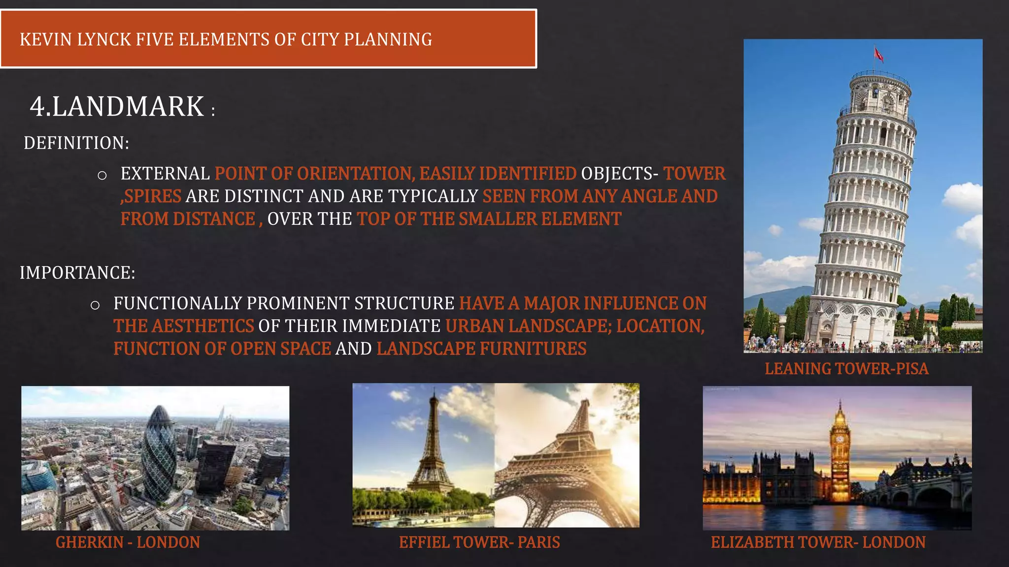 kevin lynch theory five elements - urban design | PPTX