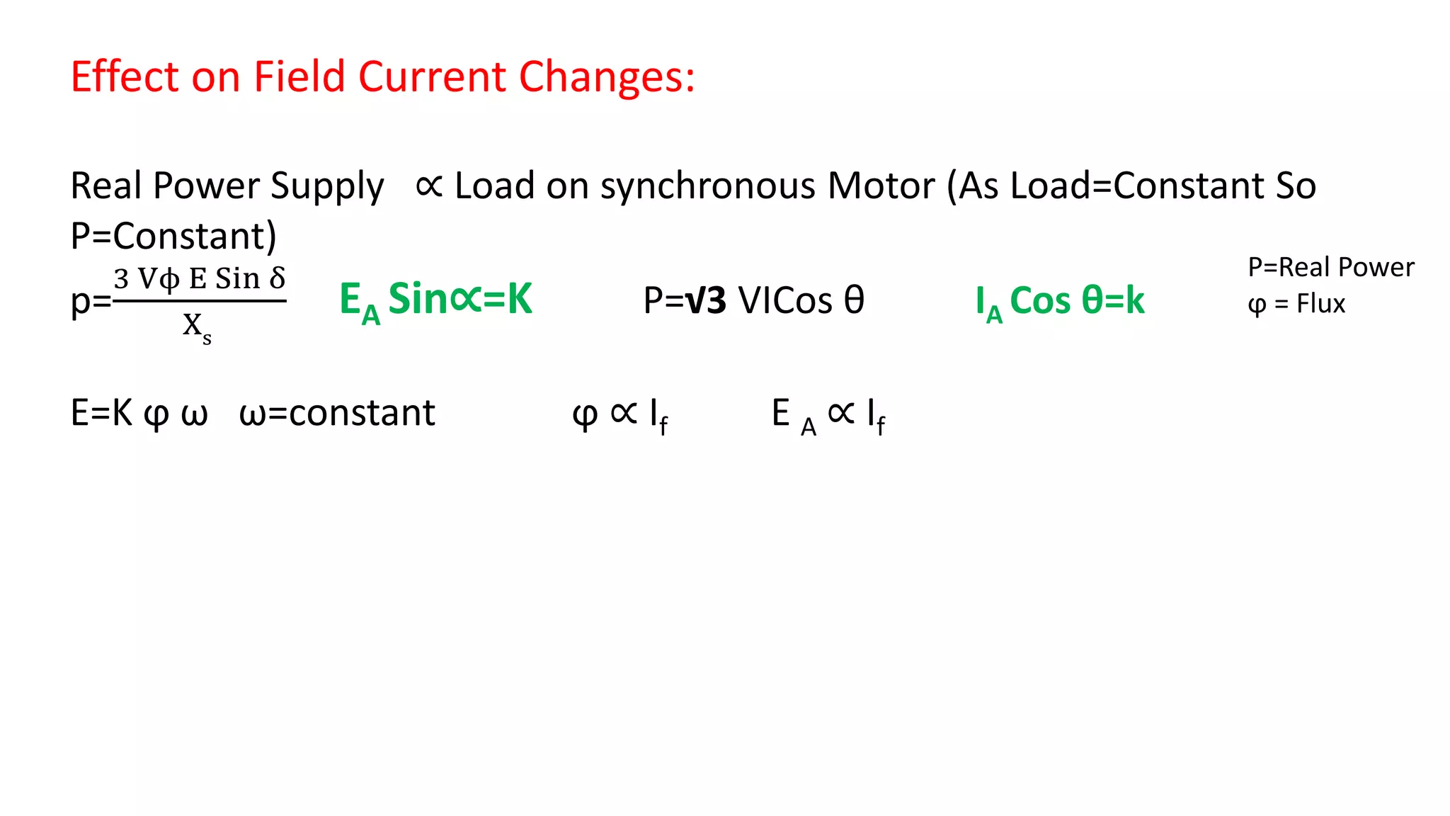 Synchronous motor_effect on load and field current change | PPT