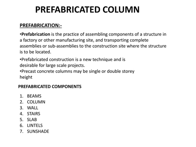 Prefabricated Column | PPTX | Civil Engineering Industry | Industries