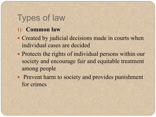 Legal System: Type of law, Torts and Liabilities | PPTX