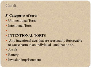 Legal System: Type of law, Torts and Liabilities | PPT