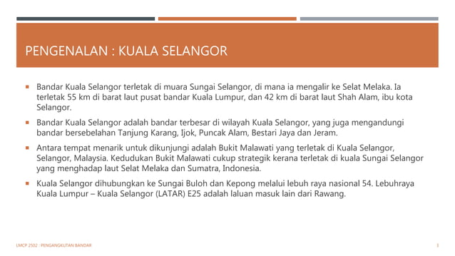 PENGANGKUTAN BANDAR DI DAERAH KUALA SELANGOR. | PPTX