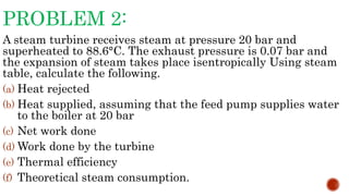 problems on steam cycle | PPTX