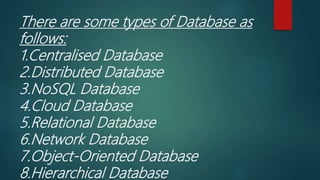 Database and its Types. | PPTX