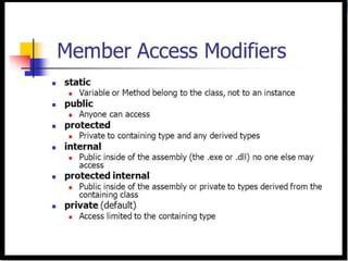 access modifer in c sharp | PPT | Free Download