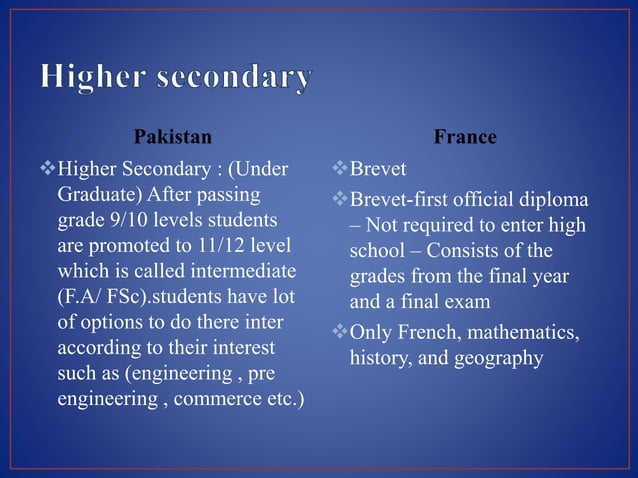 Comparison between educational system in Pakistan and France | PPTX ...