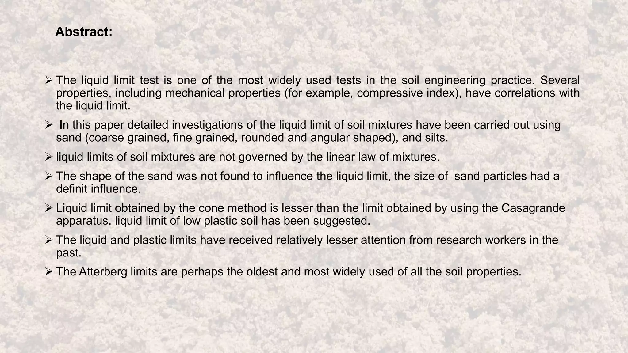 Liquid Limit of soil sample | PPTX
