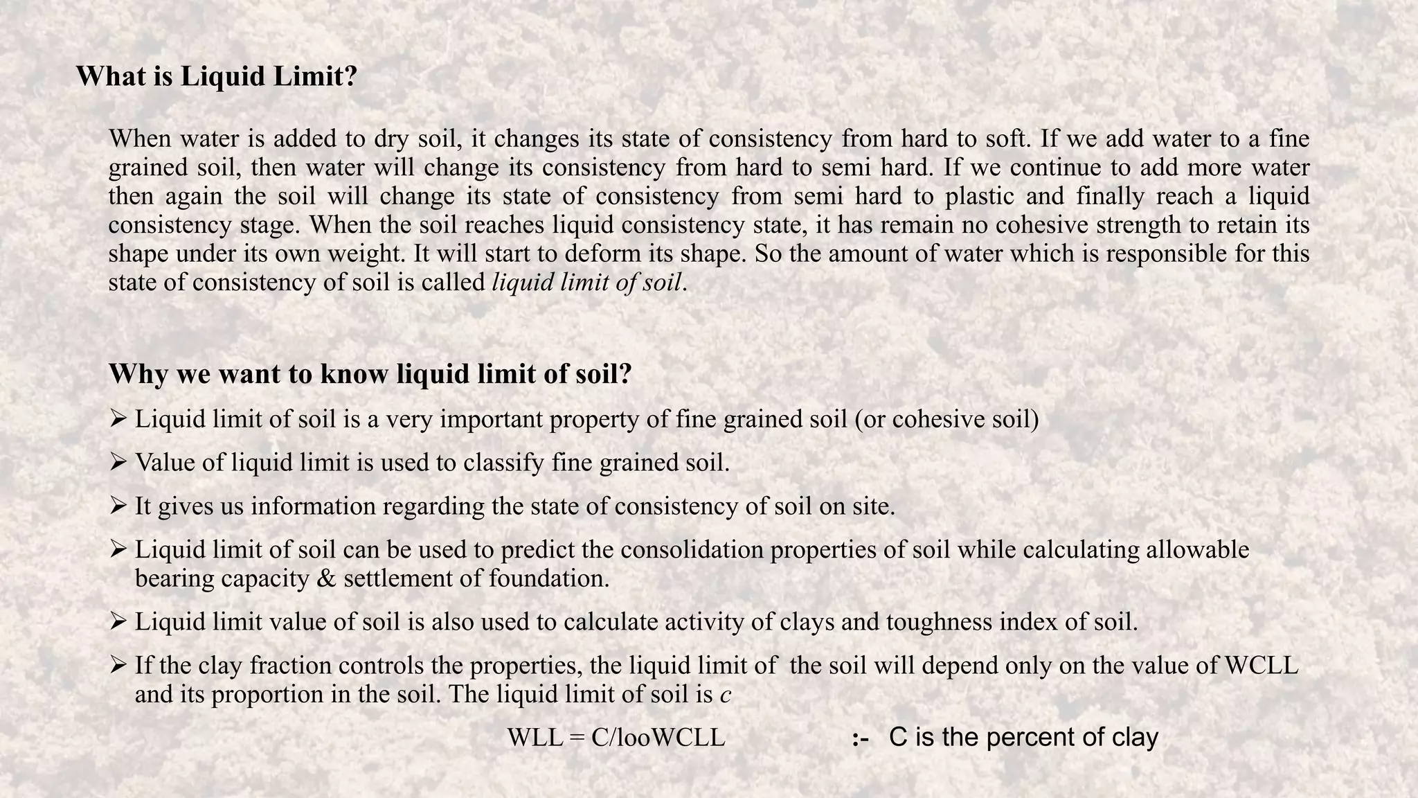 Liquid Limit of soil sample | PPTX