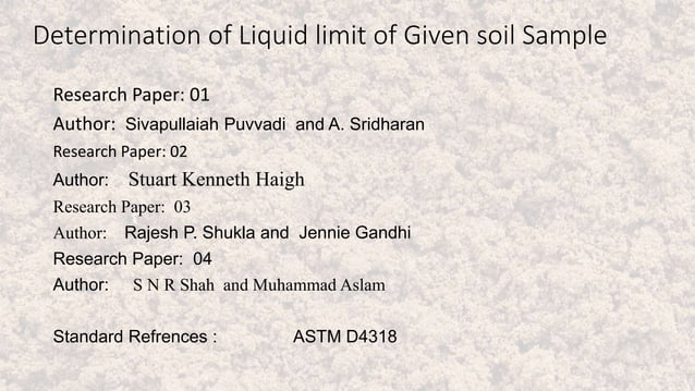 Liquid Limit of soil sample | PPTX | Physics | Science