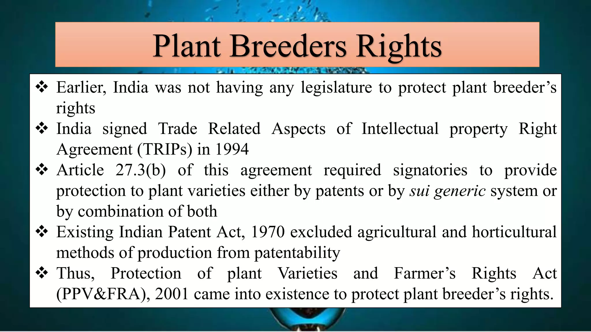 Intellectual Property Rights in Plant Breeding | PPTX