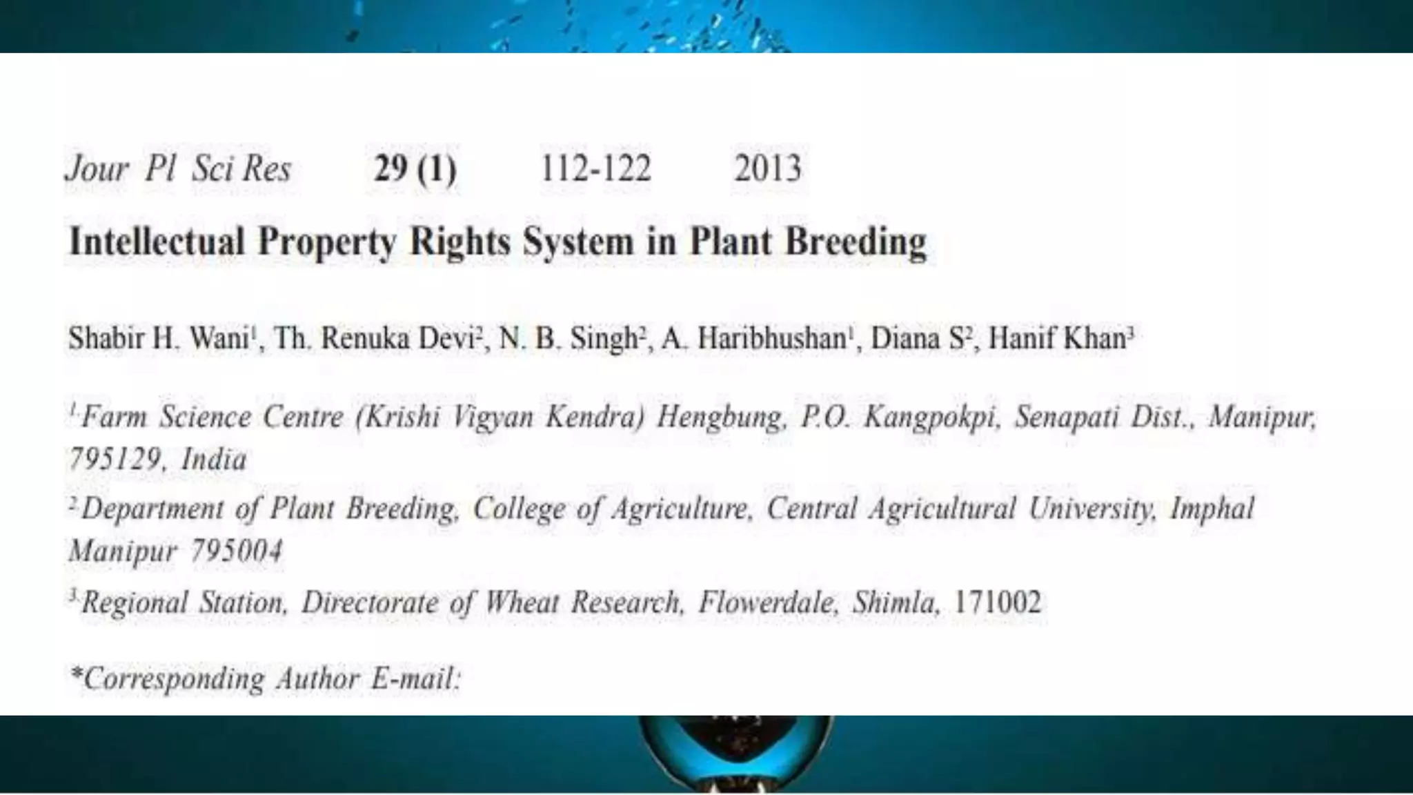 Intellectual Property Rights in Plant Breeding | PPTX