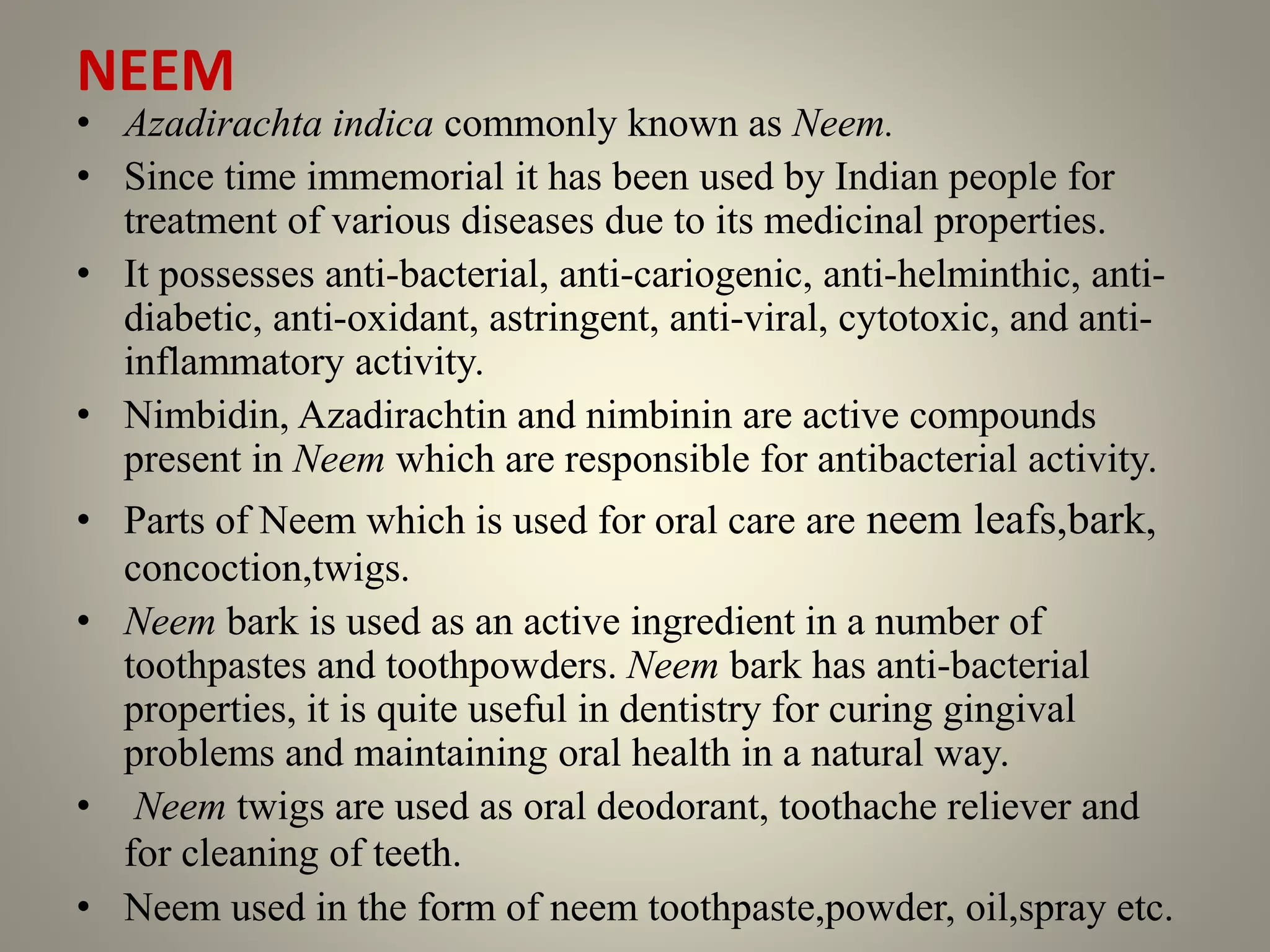 clove and neem for oral care | PPTX
