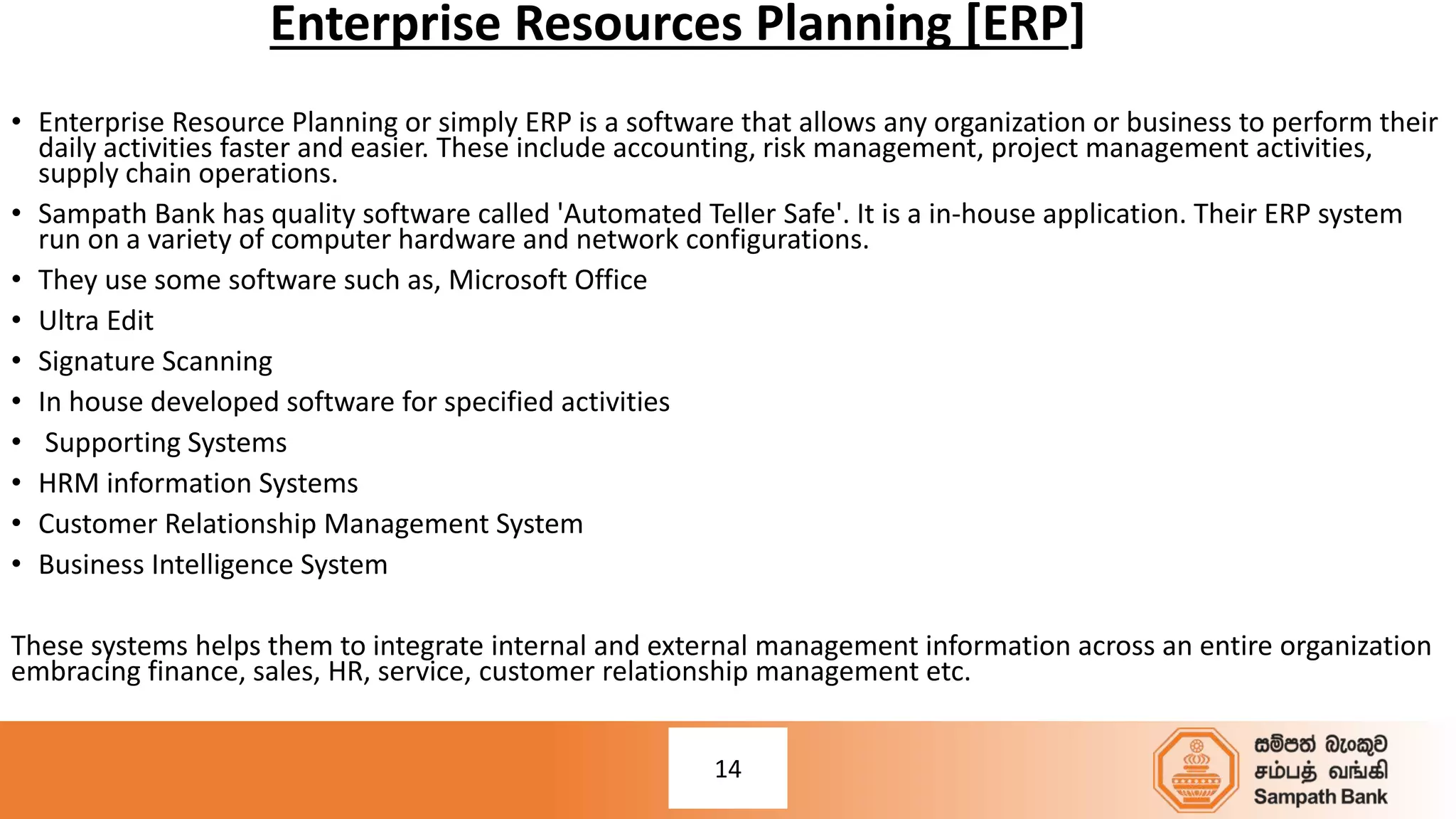 Management information system use by Sampath bank | PPTX