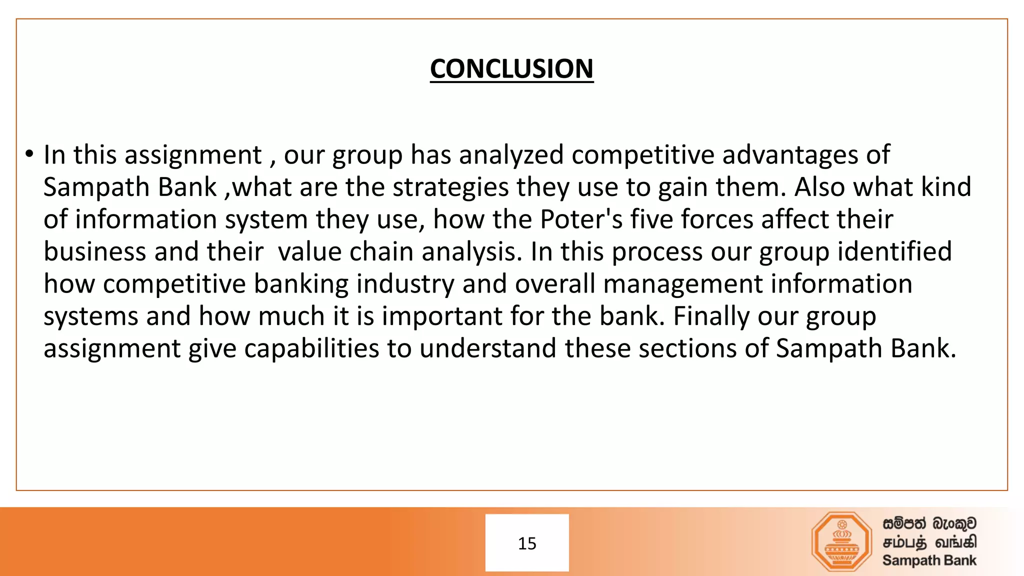 Management information system use by Sampath bank | PPTX
