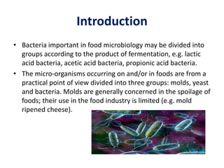 GROUPS of bacteria importance in food microbiology | PPTX