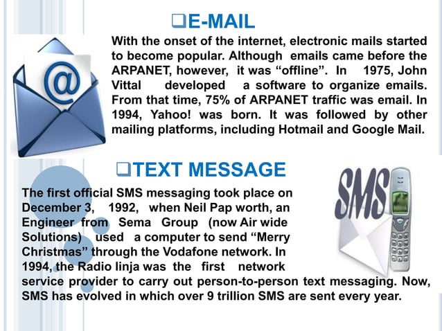 The evolution of communication | PPTX | Email | Internet