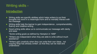 Developing Writing Skills 'English Project' | PPTX | Freelance Writing ...