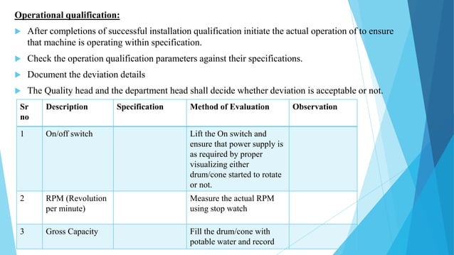 Qualification of manufacturing equipment. | PPTX