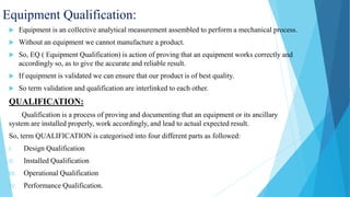 Qualification of manufacturing equipment. | PPTX