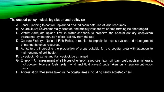 Documents; Role of government, coastal policy, CZM act, national marine ...