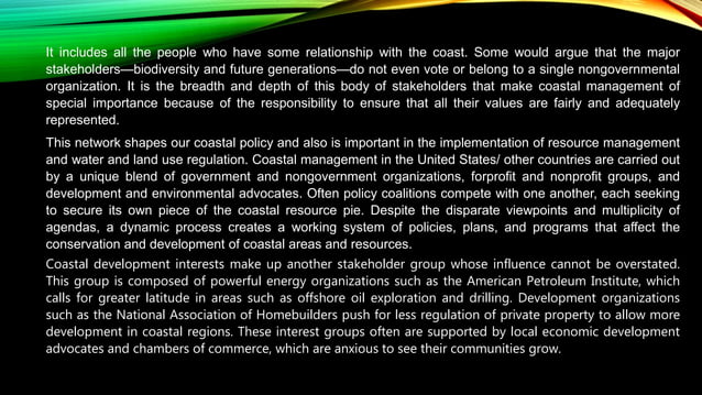 Documents; Role of government, coastal policy, CZM act, national marine ...