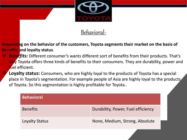 Toyota segmentation and introducing | PPTX | Automotive Industry ...